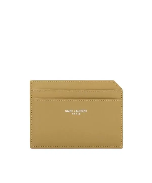 Saint Laurent Logo-print Leather Cardholder - Nude