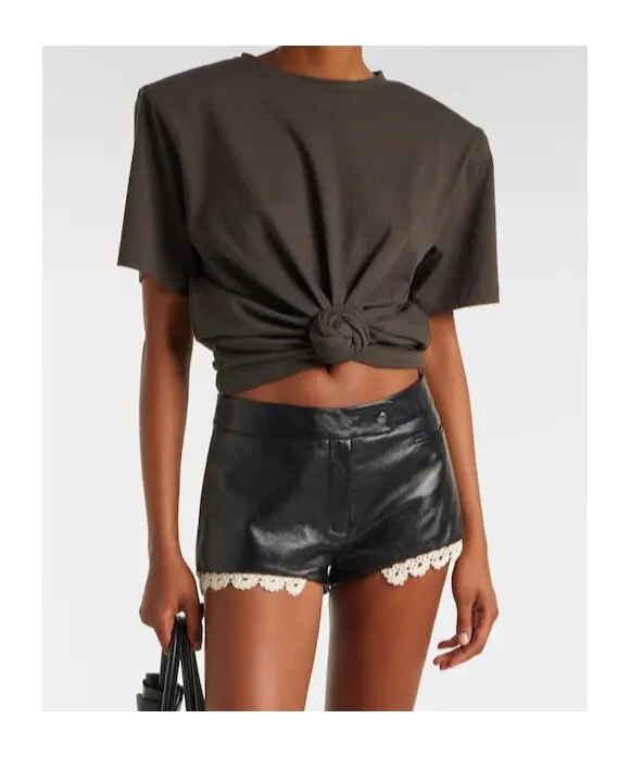 Magda Butrym Gathered Cotton And Silk T-shirt - Grey