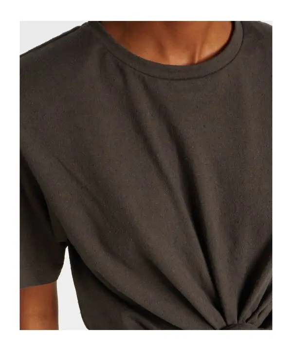 Magda Butrym Gathered Cotton And Silk T-shirt - Grey