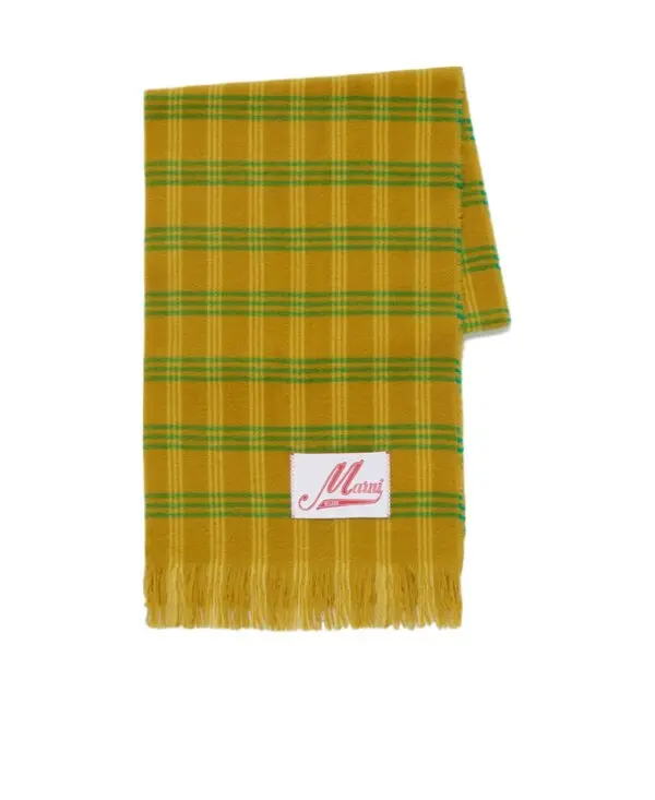 Marni Tartan Logo Patch Scarf
