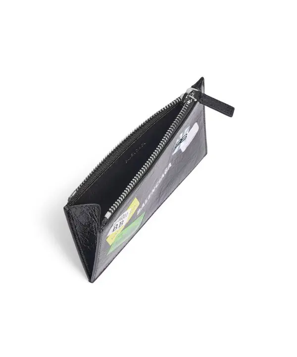 Balenciaga Stickers Printed Zipped Cardholder