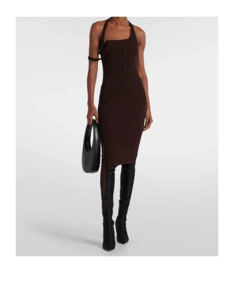 COURREGES Undressed Ribbed-knit Midi Dress
