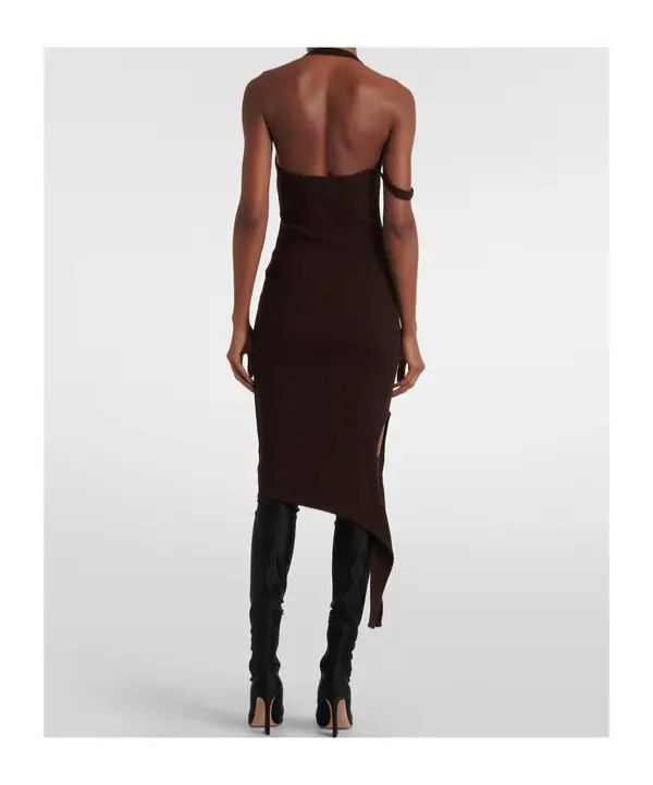 COURREGES Undressed Ribbed-knit Midi Dress