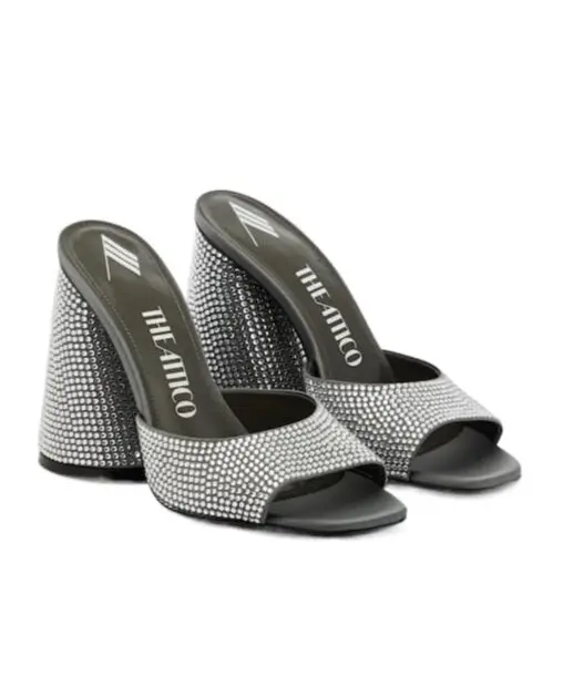 Attico Luz Crystal-embellished Leather High-heeled Sandals - Black