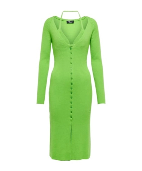 Blumarine Ribbed-knit Wool Halterneck Midi Dress