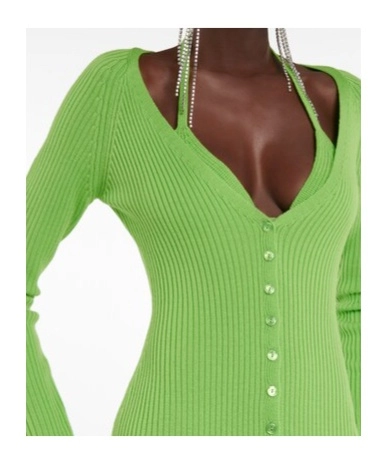 Blumarine Ribbed-knit Wool Halterneck Midi Dress