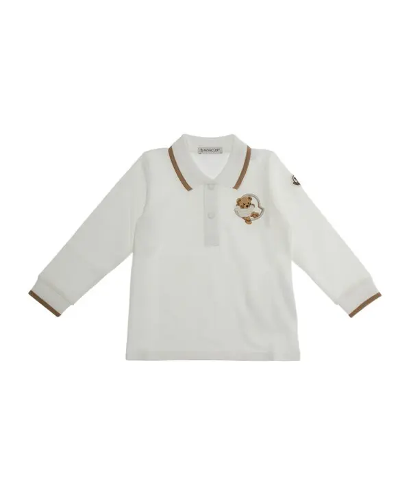 Moncler Teddy Bear Embroidered Long-sleeved Polo Shirt