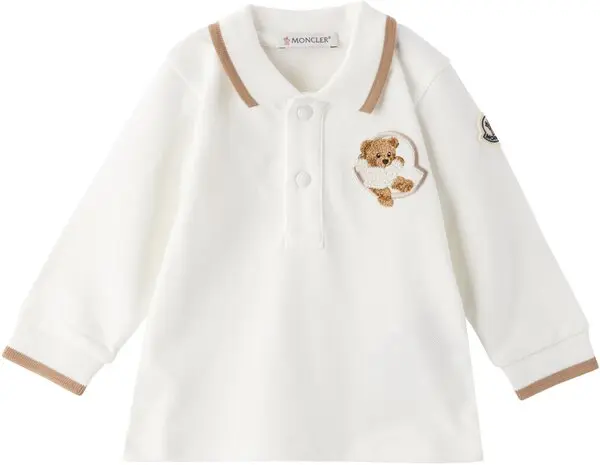 Moncler Teddy Bear Embroidered Long-sleeved Polo Shirt