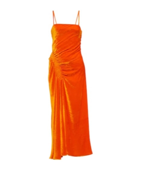 Proenza Schouler Ruched Velvet Midi Dress - Red