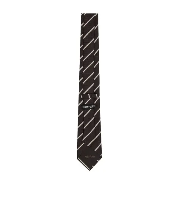 TOM FORD Striped Tie - Brown