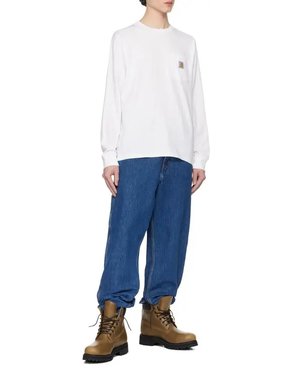Carhartt Work In Progress Logo Patch Long Sleeved T-shirt - White