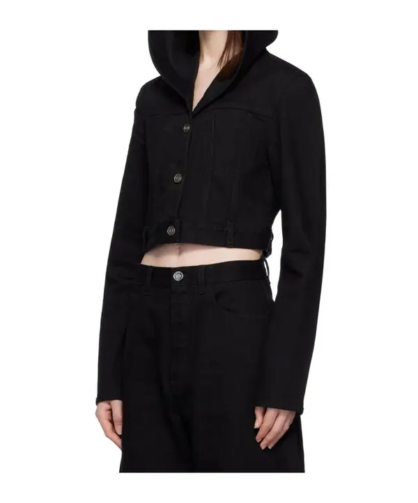 Alaïa Cropped Hooded Denim Jacket