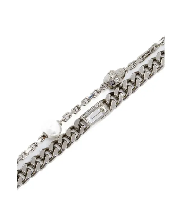 Alexander McQueen Skull Embellished Layered Chain Bracelet