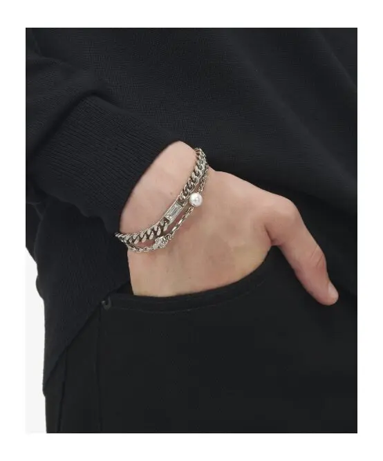 Alexander McQueen Skull Embellished Layered Chain Bracelet