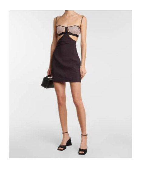 NENSI DOJAKA Cutout Mesh-paneled Minidress