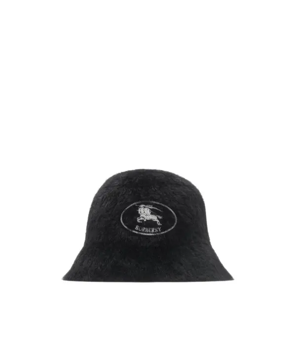 Burberry Knight Stamp Faux Fur Bucket Hat - Black