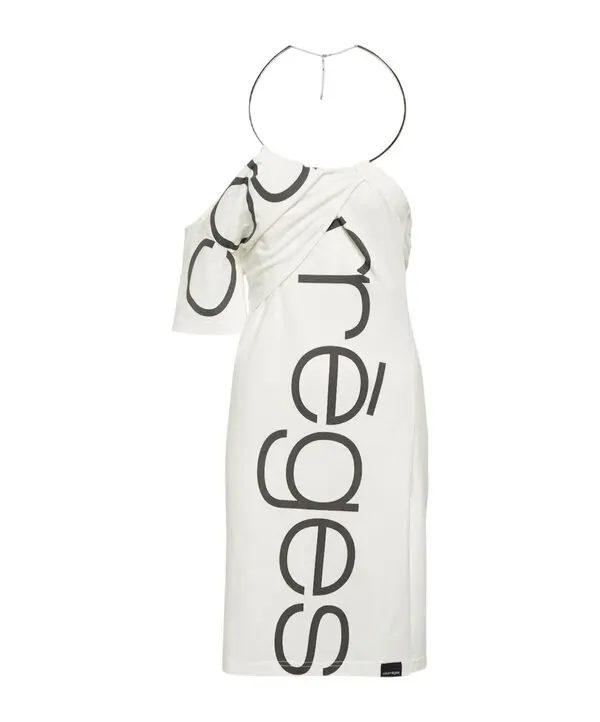 COURREGES Logo Off-shoulder Cotton Minidress