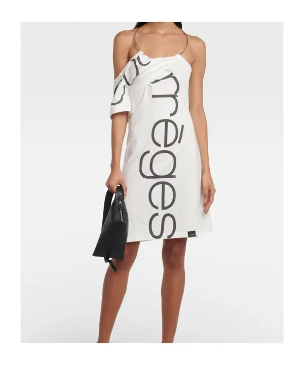COURREGES Logo Off-shoulder Cotton Minidress