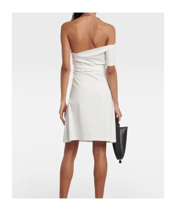 COURREGES Logo Off-shoulder Cotton Minidress