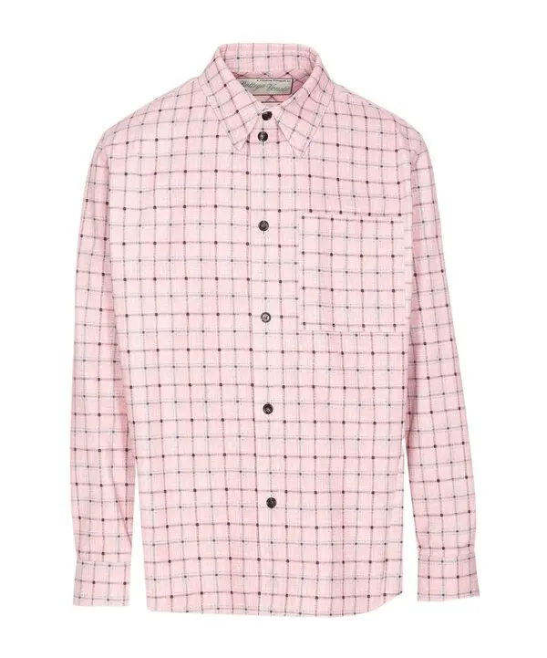 Bottega Veneta Checked Long Sleeved Leather Shirt