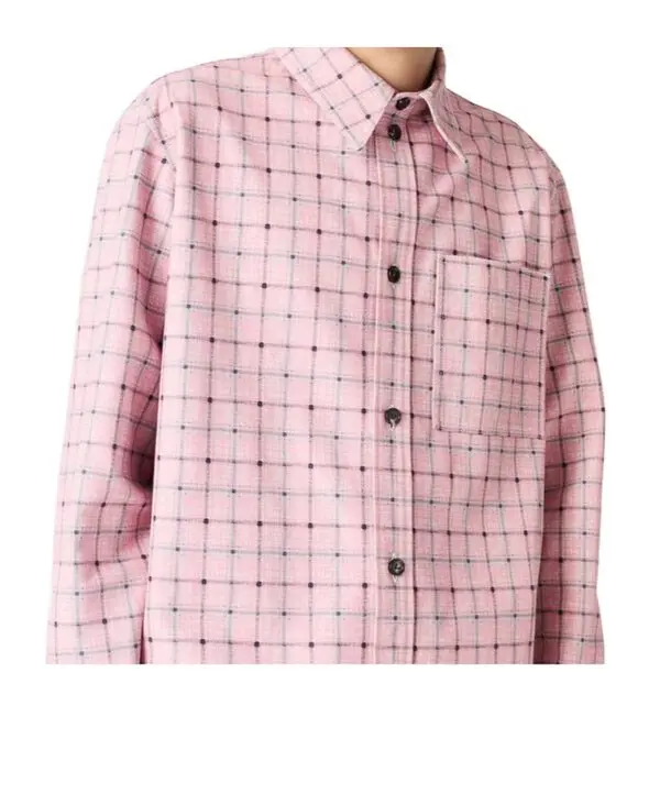 Bottega Veneta Checked Long Sleeved Leather Shirt
