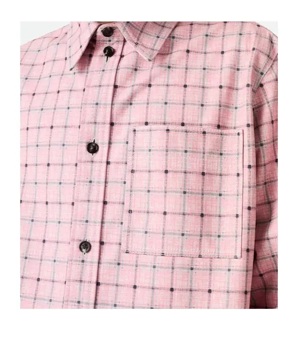Bottega Veneta Checked Long Sleeved Leather Shirt