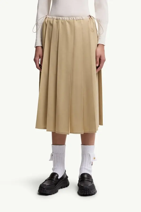 Moncler Pleated Midi Skirt - Beige