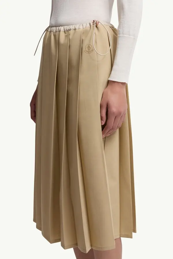 Moncler Pleated Midi Skirt - Beige