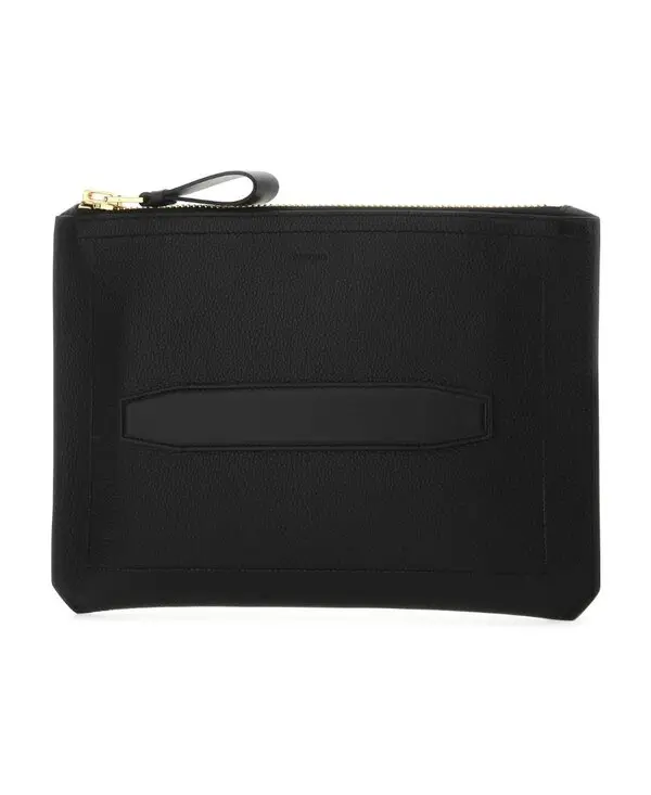 TOM FORD Logo Embossed Zipped Clutch Bag