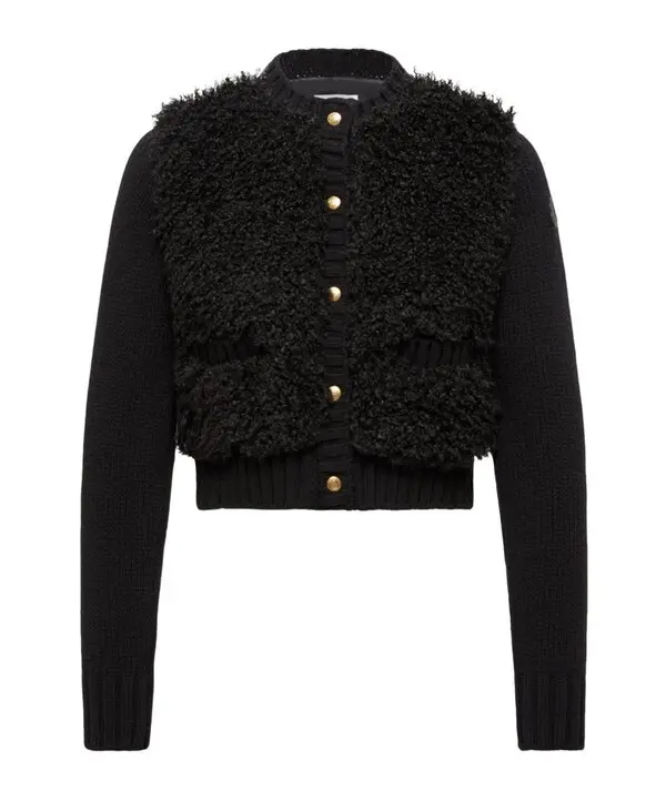 Moncler Padded Wool Teddy Cardigan