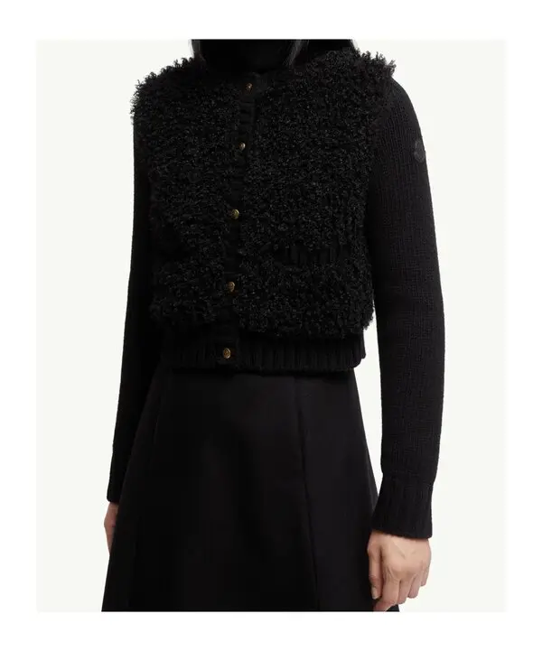 Moncler Padded Wool Teddy Cardigan