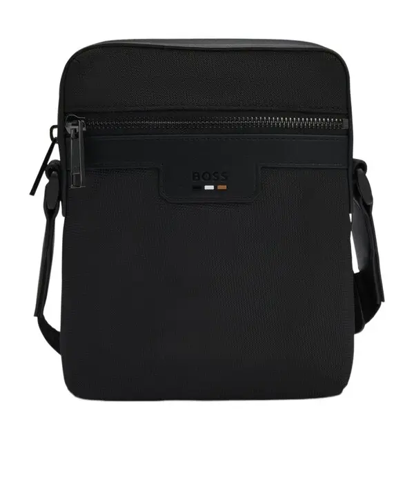 Hugo Boss Logo Debossed Zip-up Messenger Bag