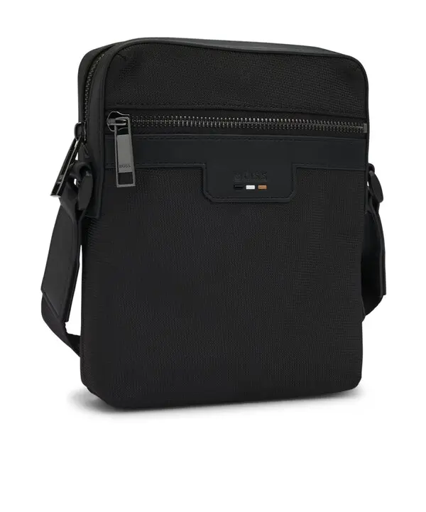 Hugo Boss Logo Debossed Zip-up Messenger Bag