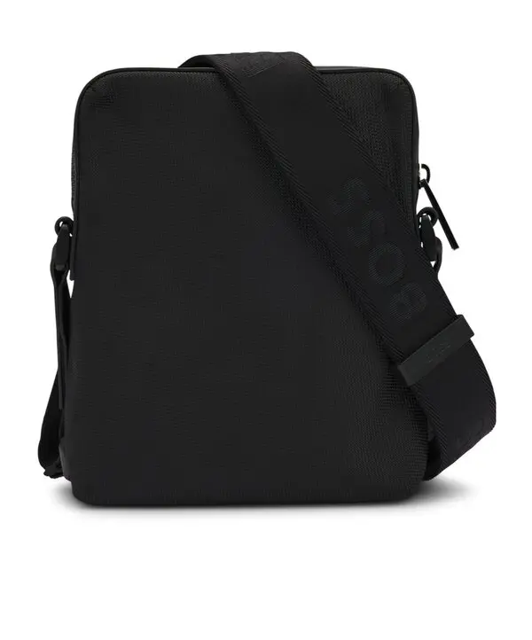 Hugo Boss Logo Debossed Zip-up Messenger Bag