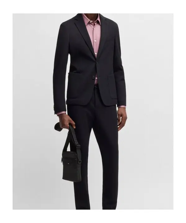 Hugo Boss Logo Debossed Zip-up Messenger Bag