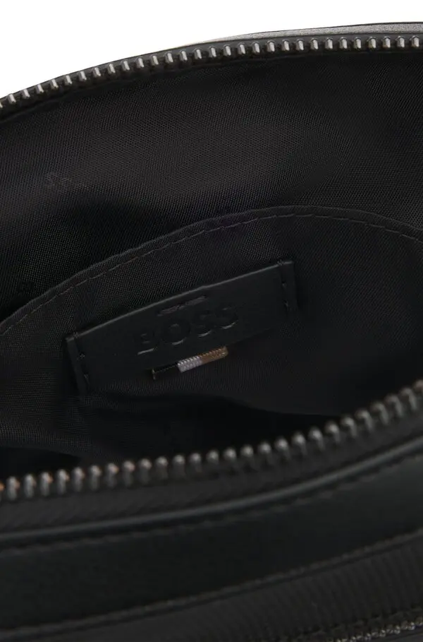 Hugo Boss Logo Debossed Zip-up Messenger Bag