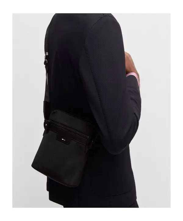 Hugo Boss Logo Debossed Zip-up Messenger Bag