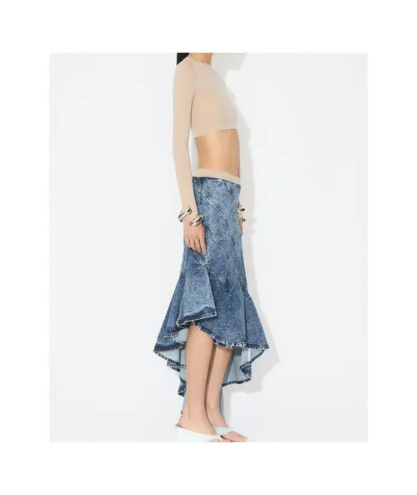 Alaïa Denim Spiral Skirt