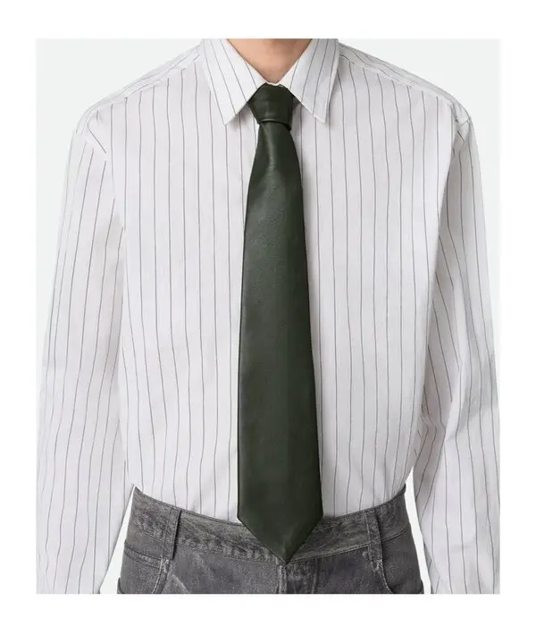 Bottega Veneta Smooth Lambskin Tie - Dark Green