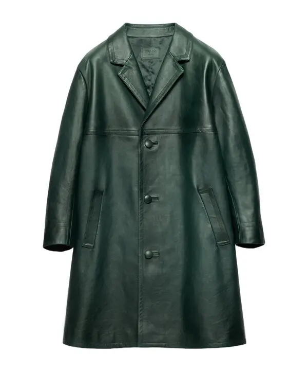 Prada Leather Coat - Emerald Green