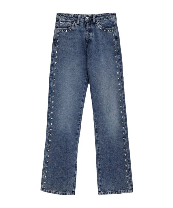 Paloma Wool Studded Straight-leg Denim Pants - Crowd Blue