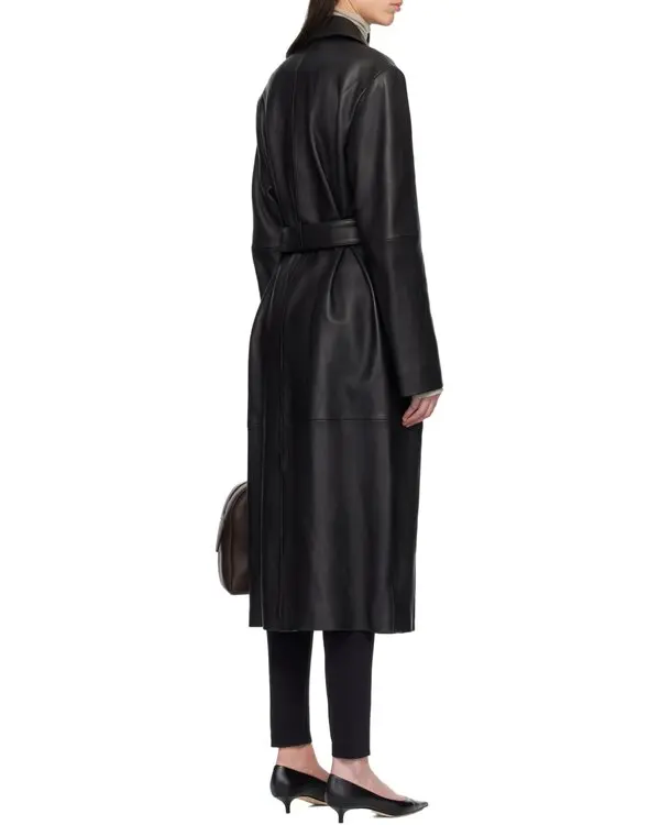 TOTEME Button-up Belted Leather Overcoat