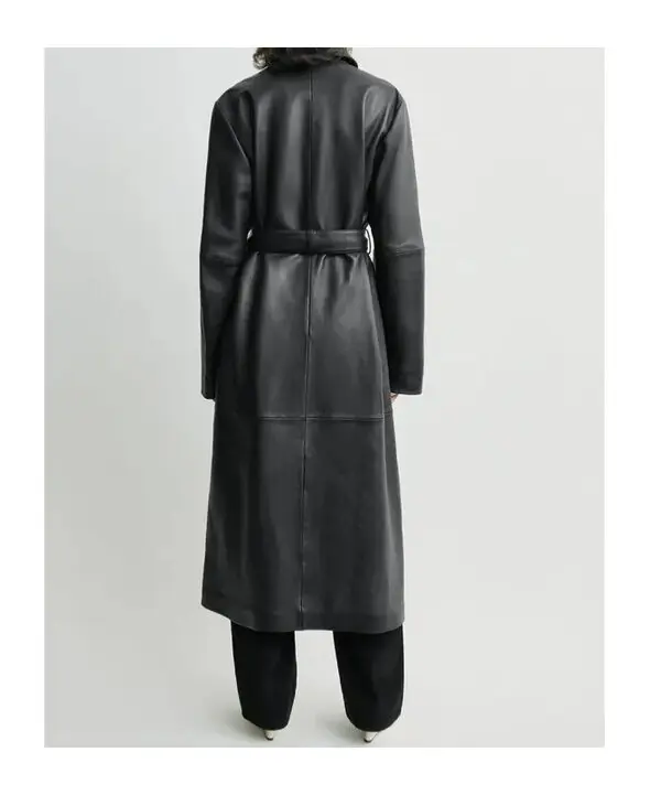 TOTEME Button-up Belted Leather Overcoat