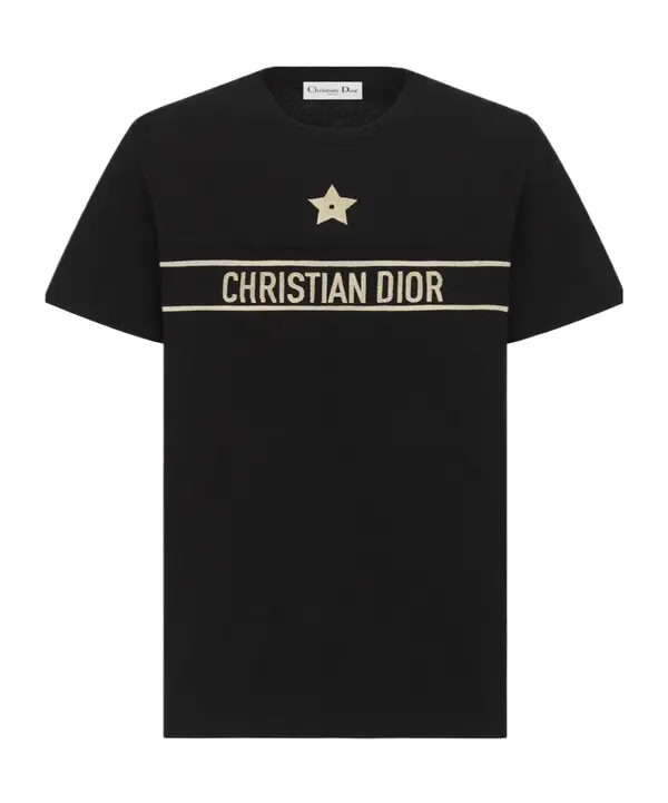 Dior Embroidered Star And Logo T-shirt - Black