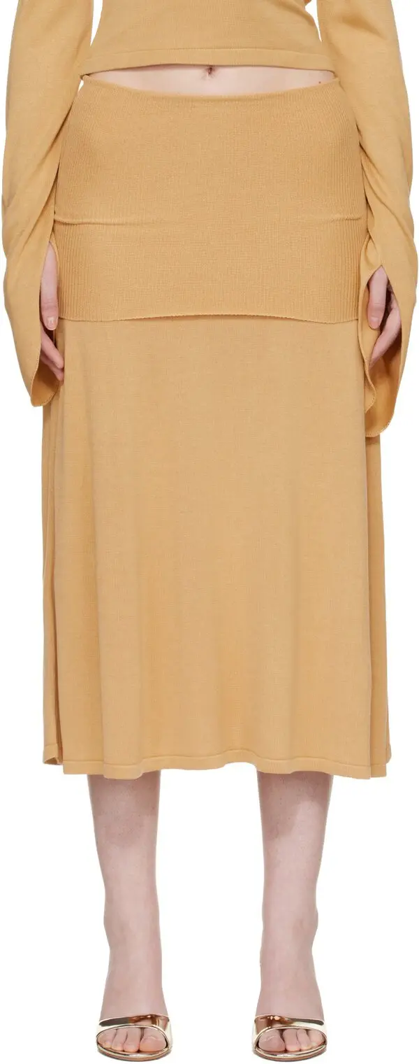 AYA MUSE Ribbed Rylin Skirt - Saffron