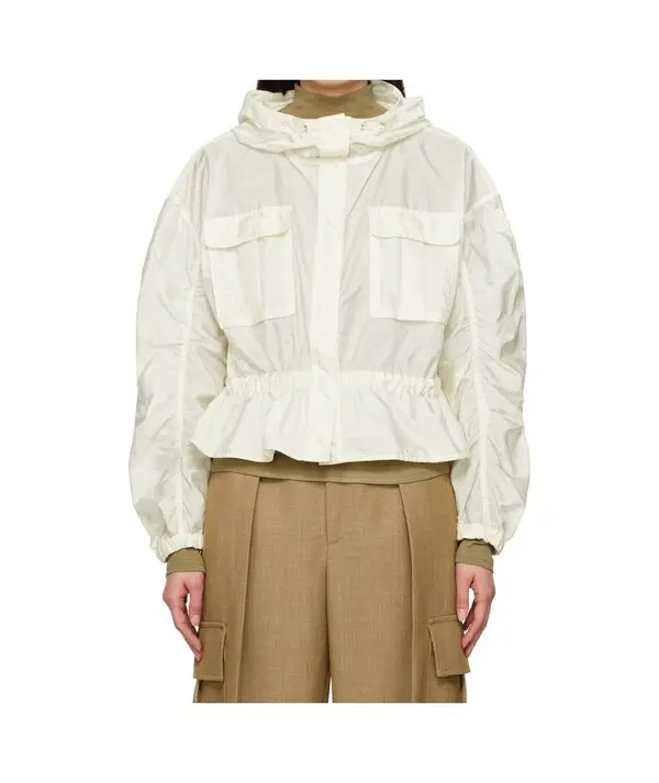 Moncler Curton Hooded Peplum Jacket - White