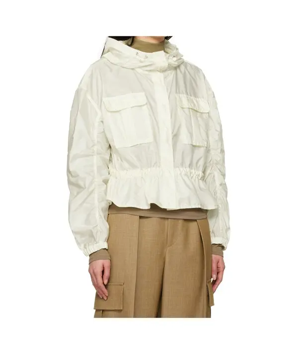 Moncler Curton Hooded Peplum Jacket - White