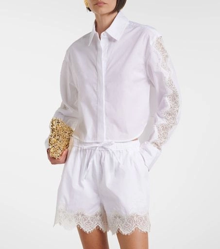 Simkhai Lace-trimmed Cotton Poplin Shirt