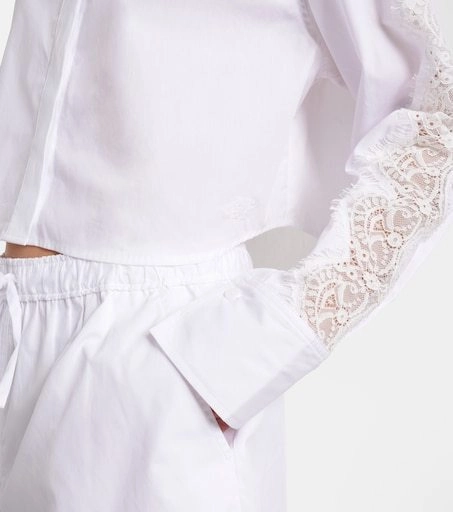Simkhai Lace-trimmed Cotton Poplin Shirt