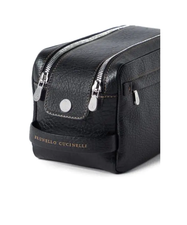 Brunello Cucinelli Zipped Wash Bag - Black